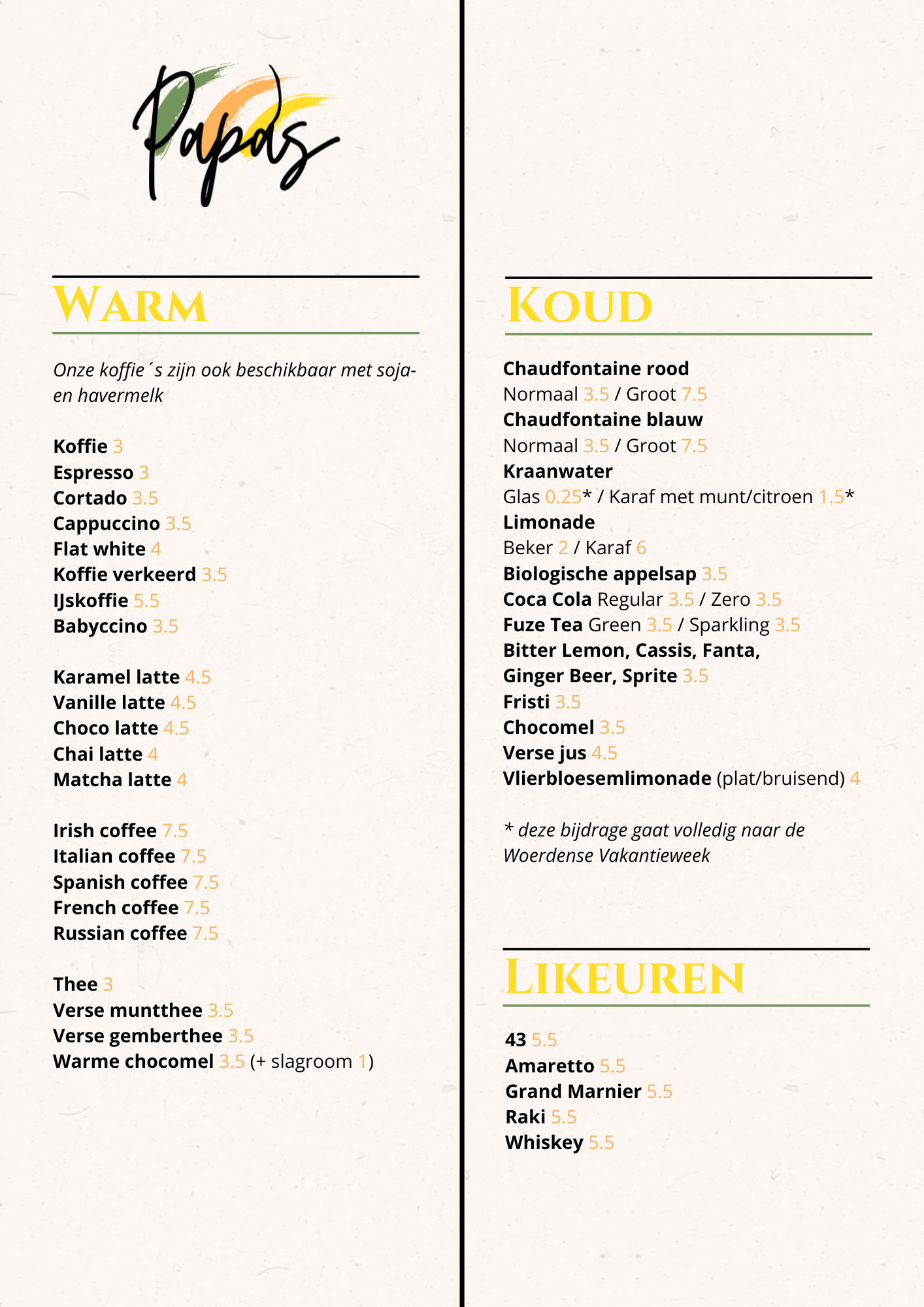 Menu – Papa's Pannenkoeken